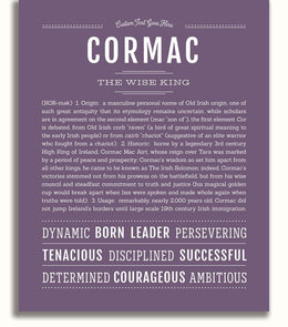 Cormac Personalized Name Meaning Art Prints – Name Stories