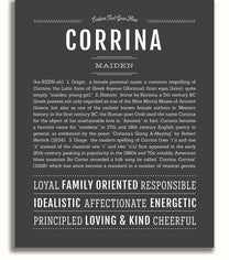 Corrina Personalized Name Meaning Art Prints – Name Stories
