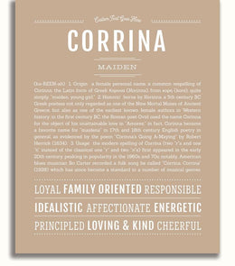 Corrina Personalized Name Meaning Art Prints – Name Stories
