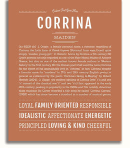 Corrina Personalized Name Meaning Art Prints – Name Stories