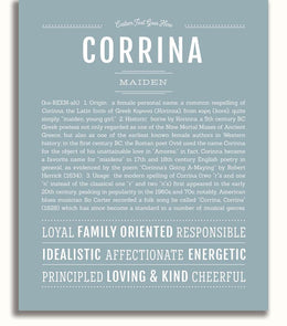 Corrina Personalized Name Meaning Art Prints – Name Stories