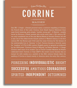 Corrine Personalized Name Meaning Art Prints – Name Stories