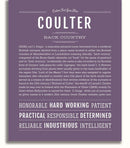 Coulter Personalized Name Meaning Art Prints – Name Stories