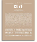 Coye Personalized Name Meaning Art Prints – Name Stories