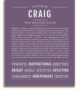 Craig Personalized Name Meaning Art Prints – Name Stories