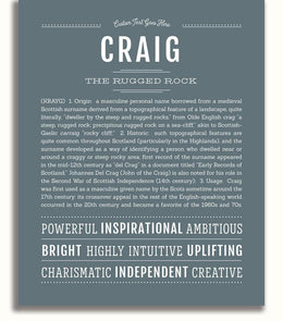 Craig Personalized Name Meaning Art Prints – Name Stories