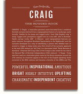 Craig Personalized Name Meaning Art Prints – Name Stories