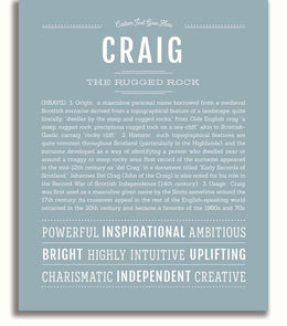Craig Personalized Name Meaning Art Prints – Name Stories