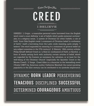 Creed Personalized Name Meaning Art Prints – Name Stories