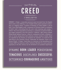 Creed Personalized Name Meaning Art Prints – Name Stories