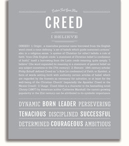 Creed Personalized Name Meaning Art Prints – Name Stories