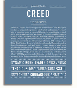 Creed Personalized Name Meaning Art Prints – Name Stories