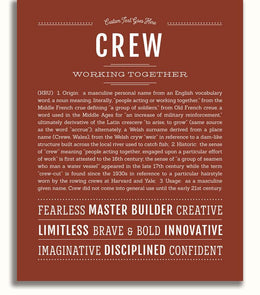 Crew Personalized Name Meaning Art Prints – Name Stories