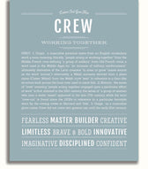 Crew Personalized Name Meaning Art Prints – Name Stories