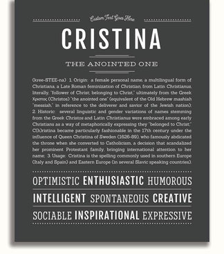 Cristina Personalized Name Meaning Art Prints – Name Stories