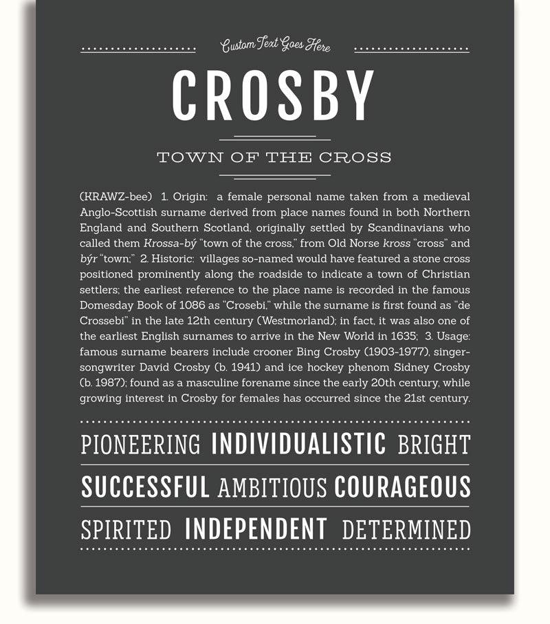 Crosby Personalized Name Meaning Art Prints – Name Stories