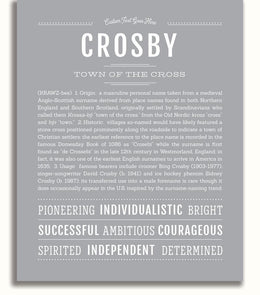 Crosby Personalized Name Meaning Art Prints – Name Stories