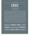 Cruz Personalized Name Meaning Art Prints – Name Stories