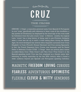Cruz Personalized Name Meaning Art Prints – Name Stories