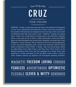 Cruz Personalized Name Meaning Art Prints – Name Stories