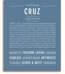 Cruz Personalized Name Meaning Art Prints – Name Stories