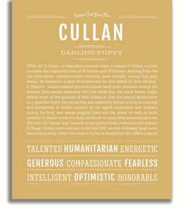 Cullan Personalized Name Meaning Art Prints – Name Stories