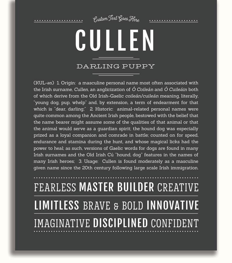 Cullen Personalized Name Meaning Art Prints – Name Stories