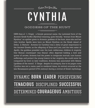 Cynthia Personalized Name Meaning Art Prints – Name Stories