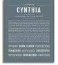 Cynthia Personalized Name Meaning Art Prints – Name Stories