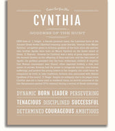 Cynthia Personalized Name Meaning Art Prints – Name Stories