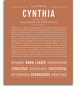 Cynthia Personalized Name Meaning Art Prints – Name Stories