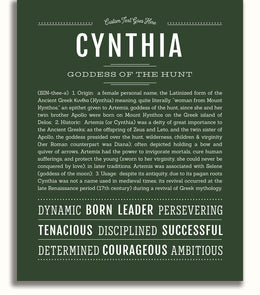Cynthia Personalized Name Meaning Art Prints – Name Stories
