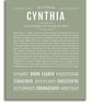 Cynthia Personalized Name Meaning Art Prints – Name Stories