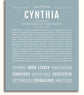Cynthia Personalized Name Meaning Art Prints – Name Stories