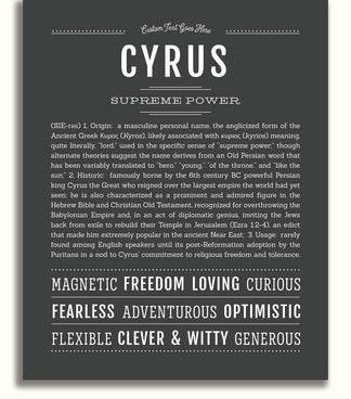 Cyrus Personalized Name Meaning Art Prints – Name Stories