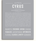 Cyrus Personalized Name Meaning Art Prints – Name Stories