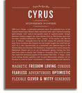 Cyrus Personalized Name Meaning Art Prints – Name Stories