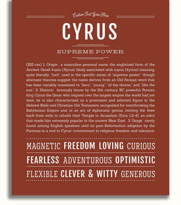 Cyrus Personalized Name Meaning Art Prints – Name Stories