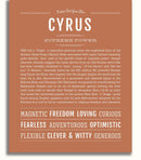 Cyrus Personalized Name Meaning Art Prints – Name Stories