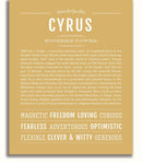 Cyrus Personalized Name Meaning Art Prints – Name Stories