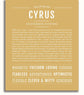Cyrus Personalized Name Meaning Art Prints – Name Stories