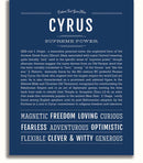 Cyrus Personalized Name Meaning Art Prints – Name Stories