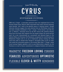 Cyrus Personalized Name Meaning Art Prints – Name Stories