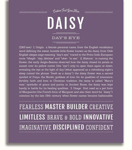 Daisy Personalized Name Meaning Art Prints – Name Stories