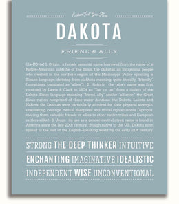 Dakota (female) | Name Art Print – Name Stories