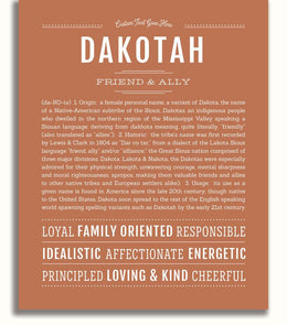 Dakotah | Name Art Print – Name Stories