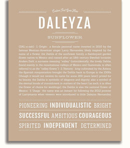 Daleyza Personalized Name Meaning Art Prints – Name Stories