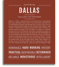 Dallas Personalized Name Meaning Art Prints – Name Stories