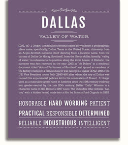 Dallas (male) | Name Art Print – Name Stories