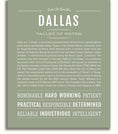 Dallas Personalized Name Meaning Art Prints – Name Stories